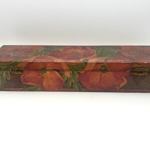 1908 Christmas Flemish Art Box W Hand Painted Scene Inside Pyrography ...
