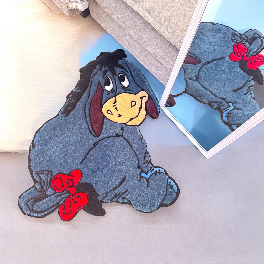 Handmade Eeyore Rug – Custom Tufted Cartoon Donkey Floor Mat - Etsy