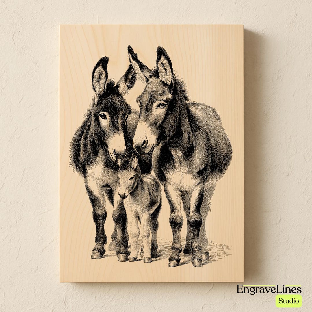 Laser Engraving File Donkey Family SVG PNG JPG | Glowforge Xtool ...