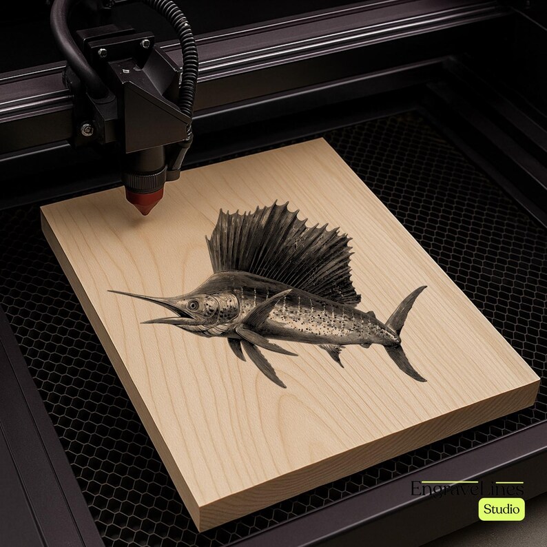 Laser Engraving File Sailfish Svg Png Jpg | Glowforge Xtool Lightburn ...