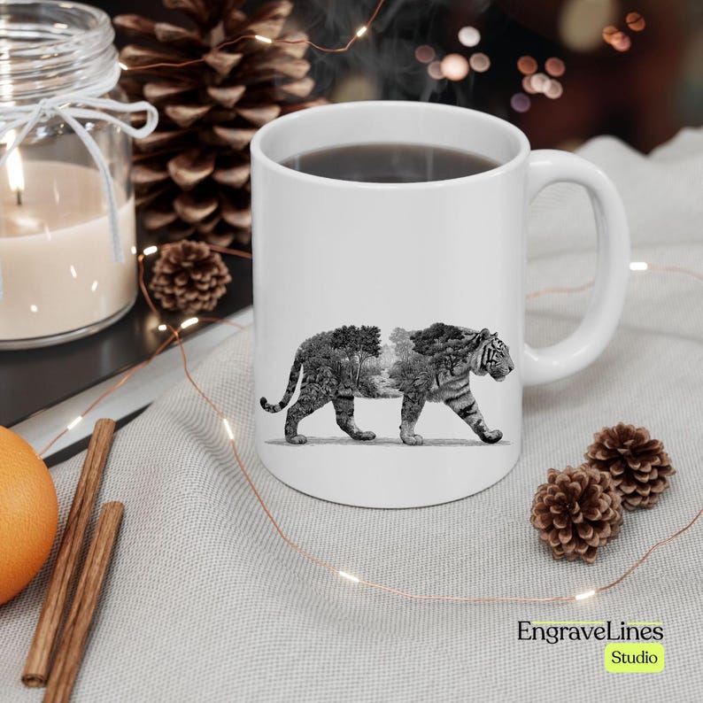 Tiger Double Exposure Laser Engraving Design | Wildlife Art (PNG, SVG ...