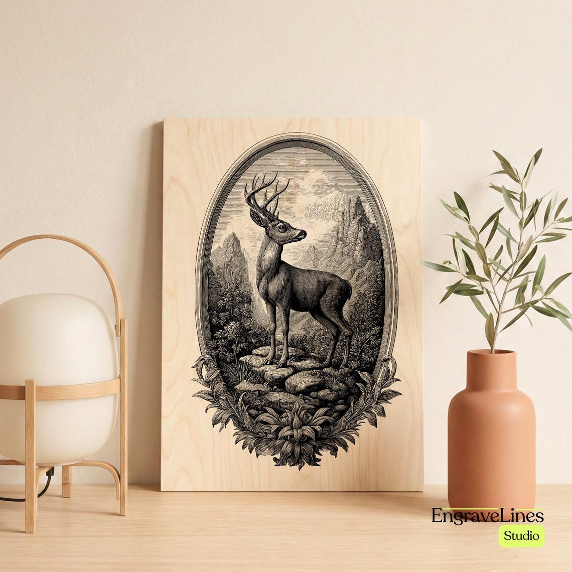 Vintage Stag Engraving Design | Rustic Wildlife Art (SVG, PNG, JPG) - Etsy