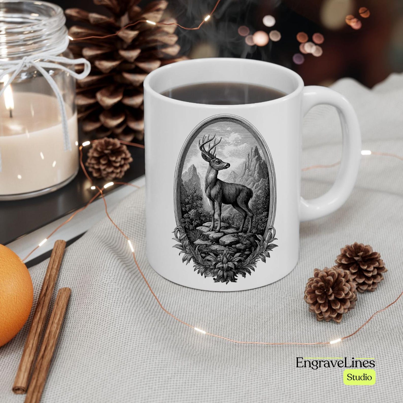 Vintage Stag Engraving Design | Rustic Wildlife Art (SVG, PNG, JPG) - Etsy