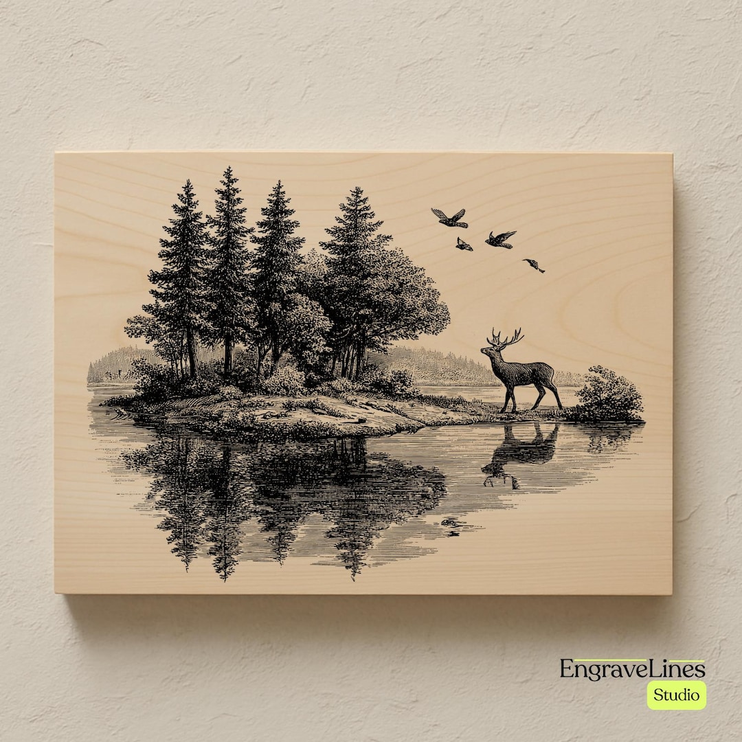 Laser Engraving File Forest Deer SVG PNG JPG | Glowforge Xtool ...