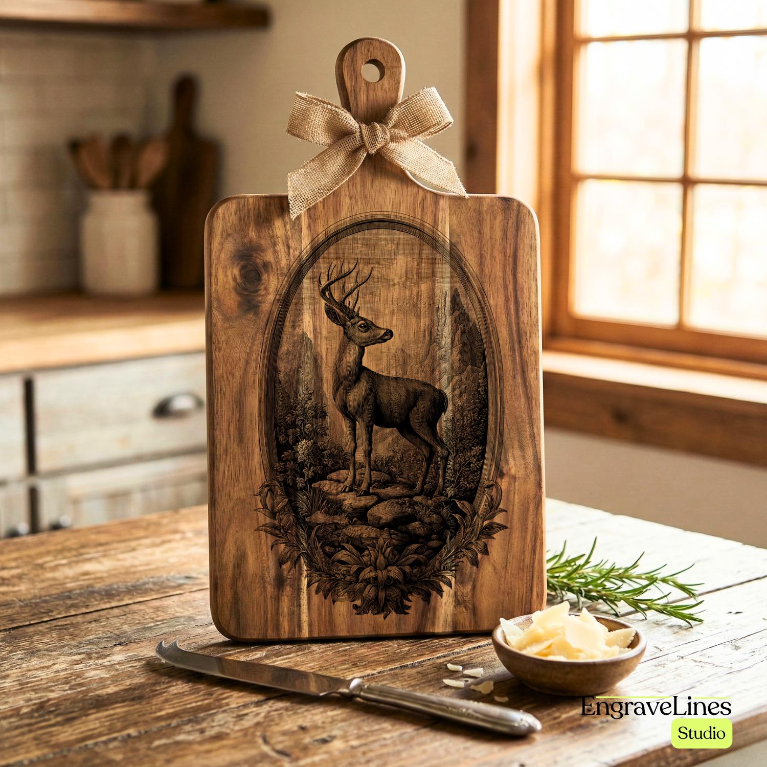 Vintage Stag Engraving Design | Rustic Wildlife Art (SVG, PNG, JPG) - Etsy