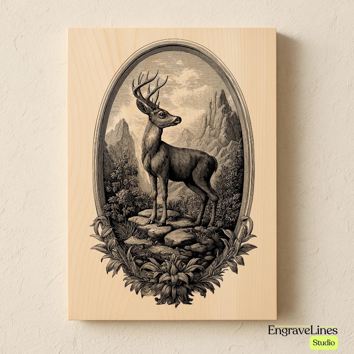 Vintage Stag Engraving Design | Rustic Wildlife Art (SVG, PNG, JPG) - Etsy