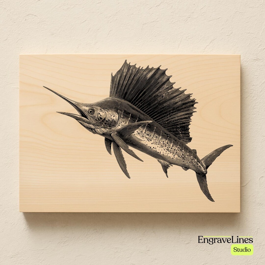 Laser Engraving File Sailfish Svg Png Jpg | Glowforge Xtool Lightburn ...