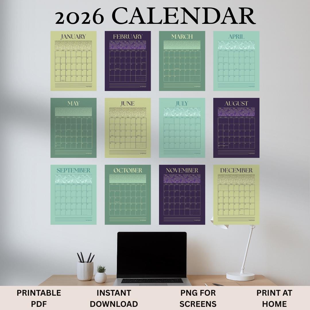 2026 Monthly Wall Calendar Printable: Mystical Design Download - Etsy