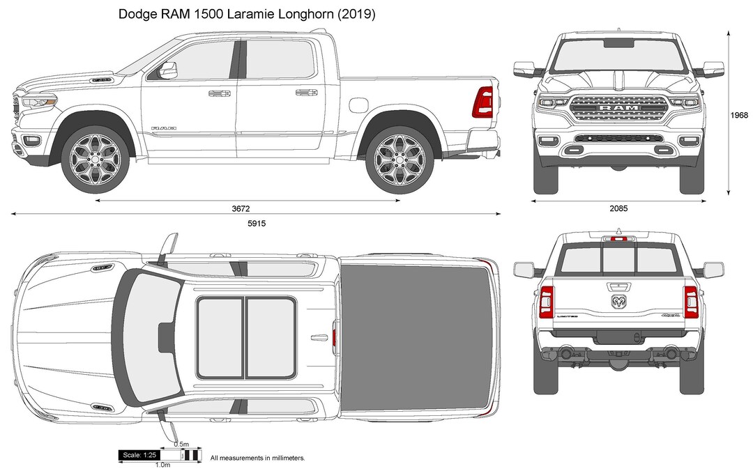 Dodge RAM 1500 (2018 - Present) Vector Files 1:25 Scale - Etsy