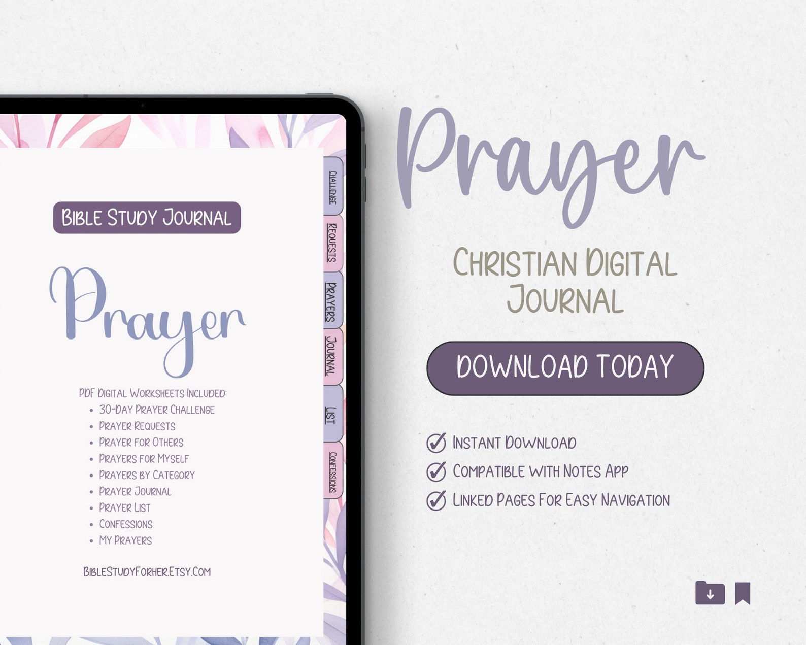 Digital Prayer Journal: Digital & Printable, Faith Printables, Bible ...