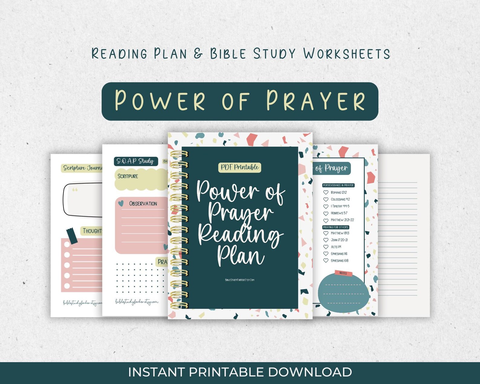 Power of Prayer Bible Reading Plan: Scripture Journal (digital Download ...