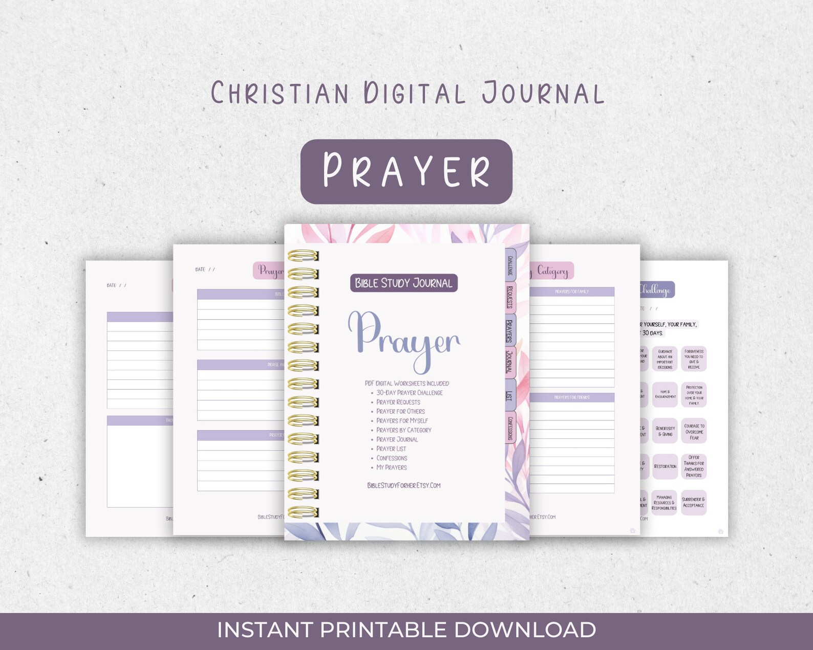 Digital Prayer Journal: Digital & Printable, Faith Printables, Bible ...