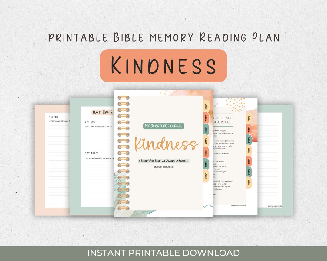 Kindness Bible Study: 7-week Scripture Journal (printable PDF) - Etsy