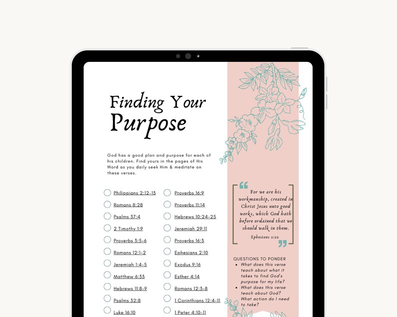 Finding Your Purpose Bible Reading Plan: Floral Scripture Study (PDF ...