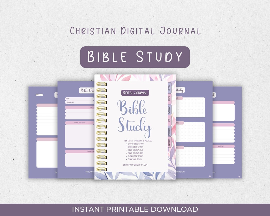 Digital Bible Study Journal: Bible Study Worksheets, Faith Printables ...