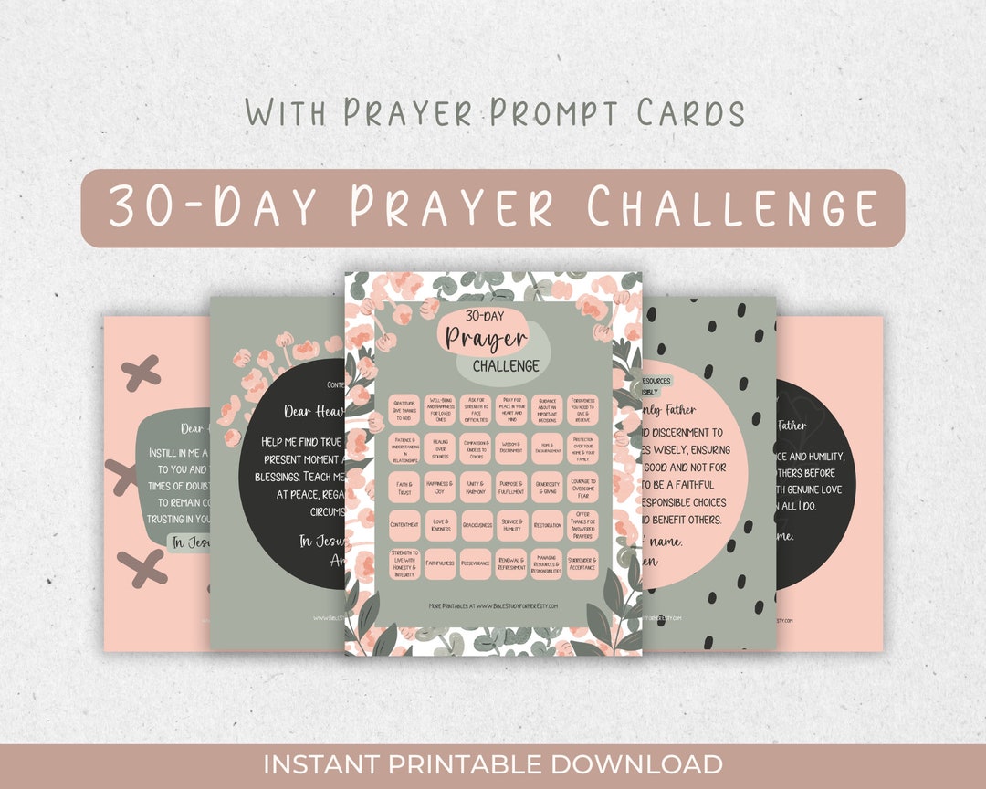 30 Day Prayer Challenge Printable Prayer Pdf And Prompt Cards For Women