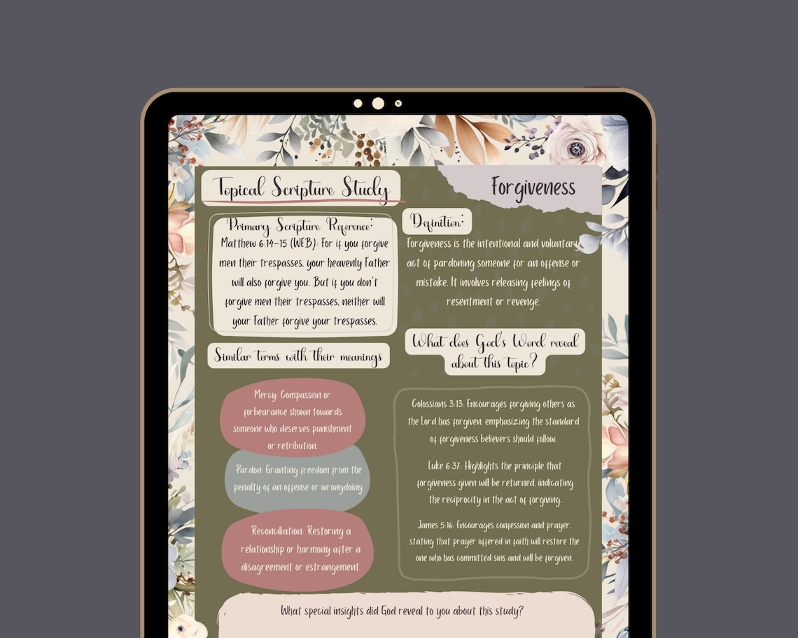 Forgiveness Study: Bible Guide, Sunday School Lessons, Worksheets, Digital Downloads, Faith ...