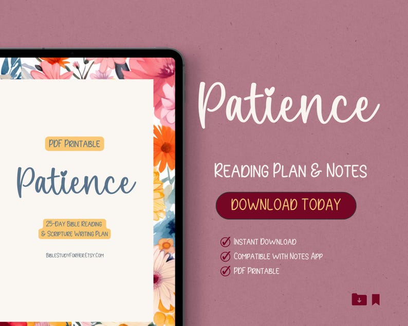 Patience Bible Reading Plan: Floral Scripture Journal (PDF) - Etsy