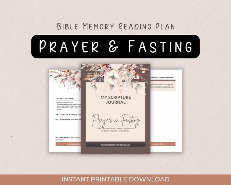 Floral Nine-week Scripture Journal: Prayer, Fasting, Bible Study Guide ...