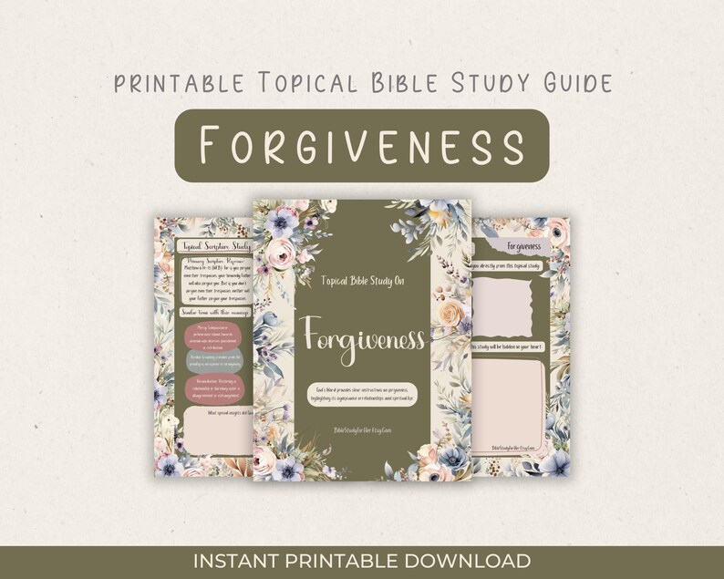 Forgiveness Study: Bible Guide, Sunday School Lessons, Worksheets, Digital Downloads, Faith ...