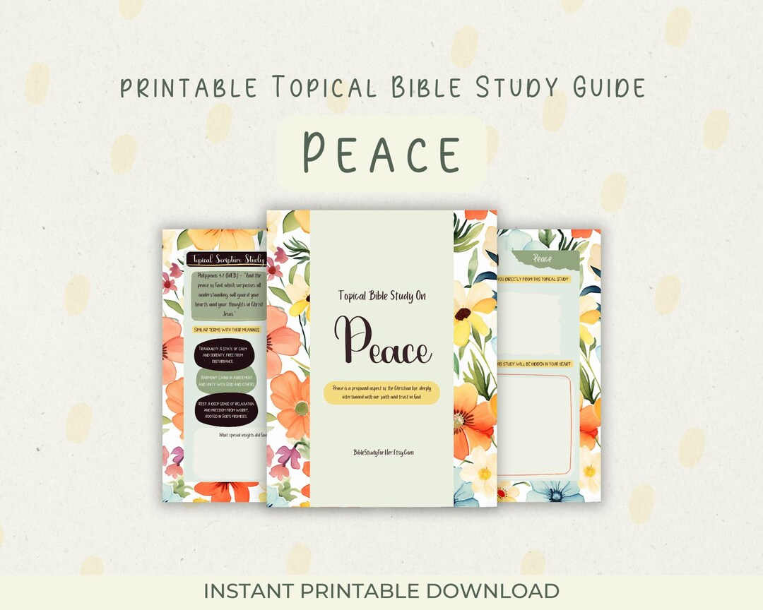 PEACE Topical Bible Study Worksheet: Floral Discipleship Guide (PDF ...