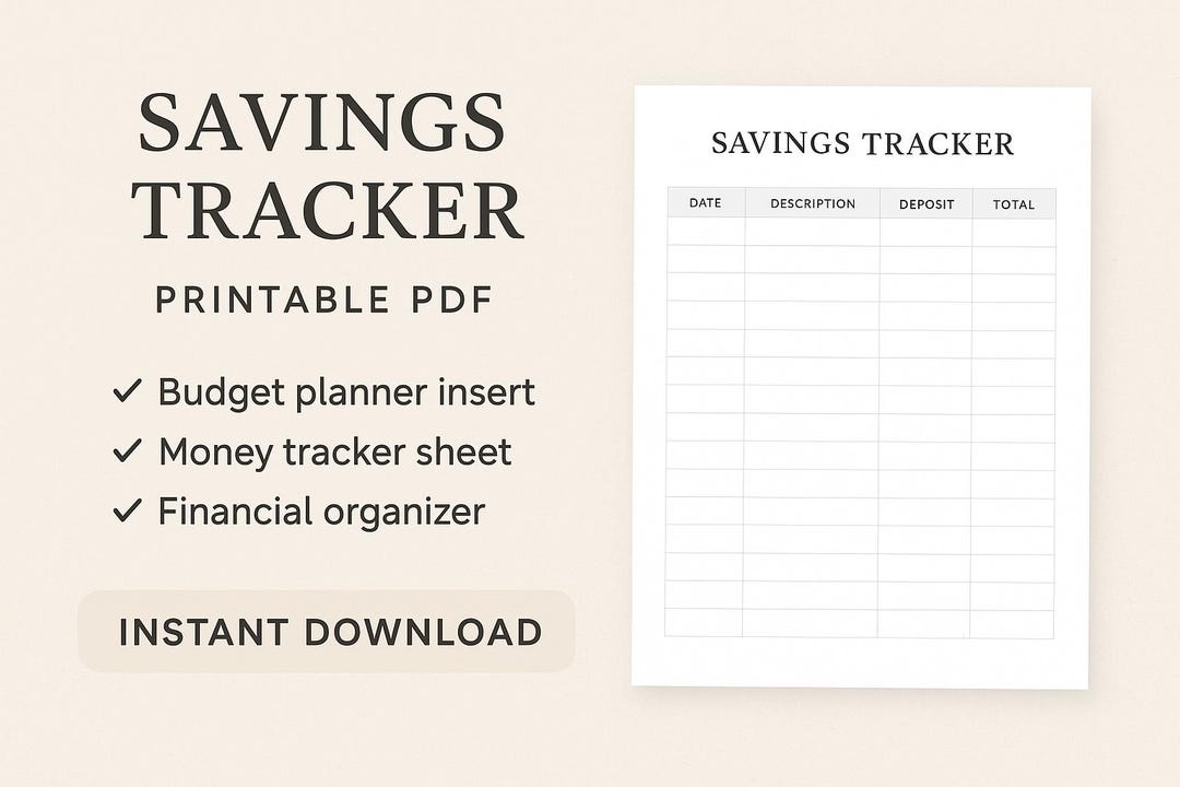 Savings Tracker Printable PDF • Budget Planner Insert • Money Tracker ...
