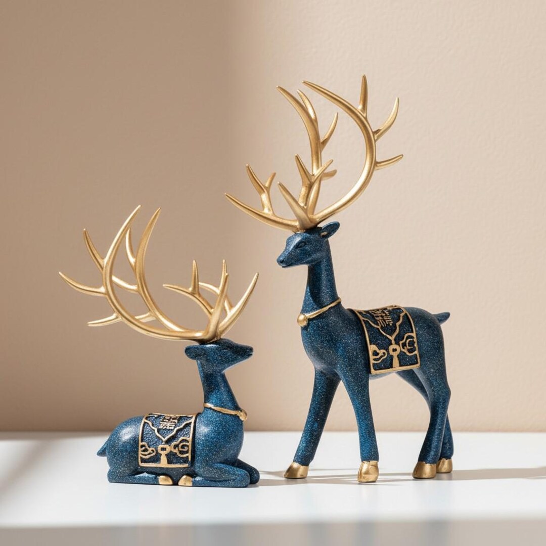 Resin Deer Statue Set – Elegant Home Decor, Christmas Elk Sculptures - Etsy