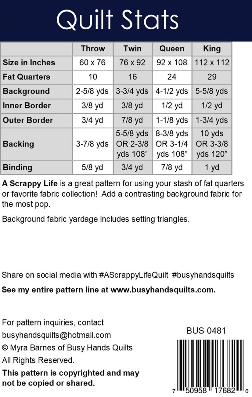 Patterns A SCRAPPY LIFE Quilt pattern Instructions 4 sizes throw twin ...