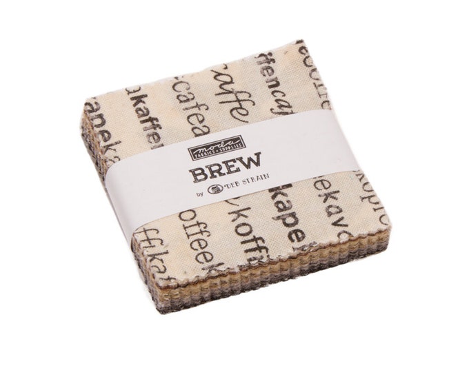 Mini Charm Pack BREW Moda COFFEE Themed 42 2.5 Fabric Squares Cream ...