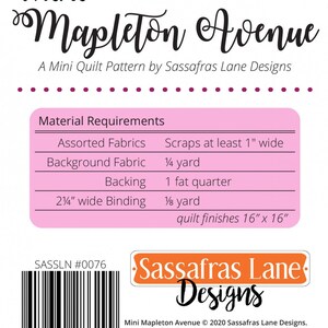 Mini Mapleton Avenue Small Quilt Pattern INSTRUCTIONS by | Etsy