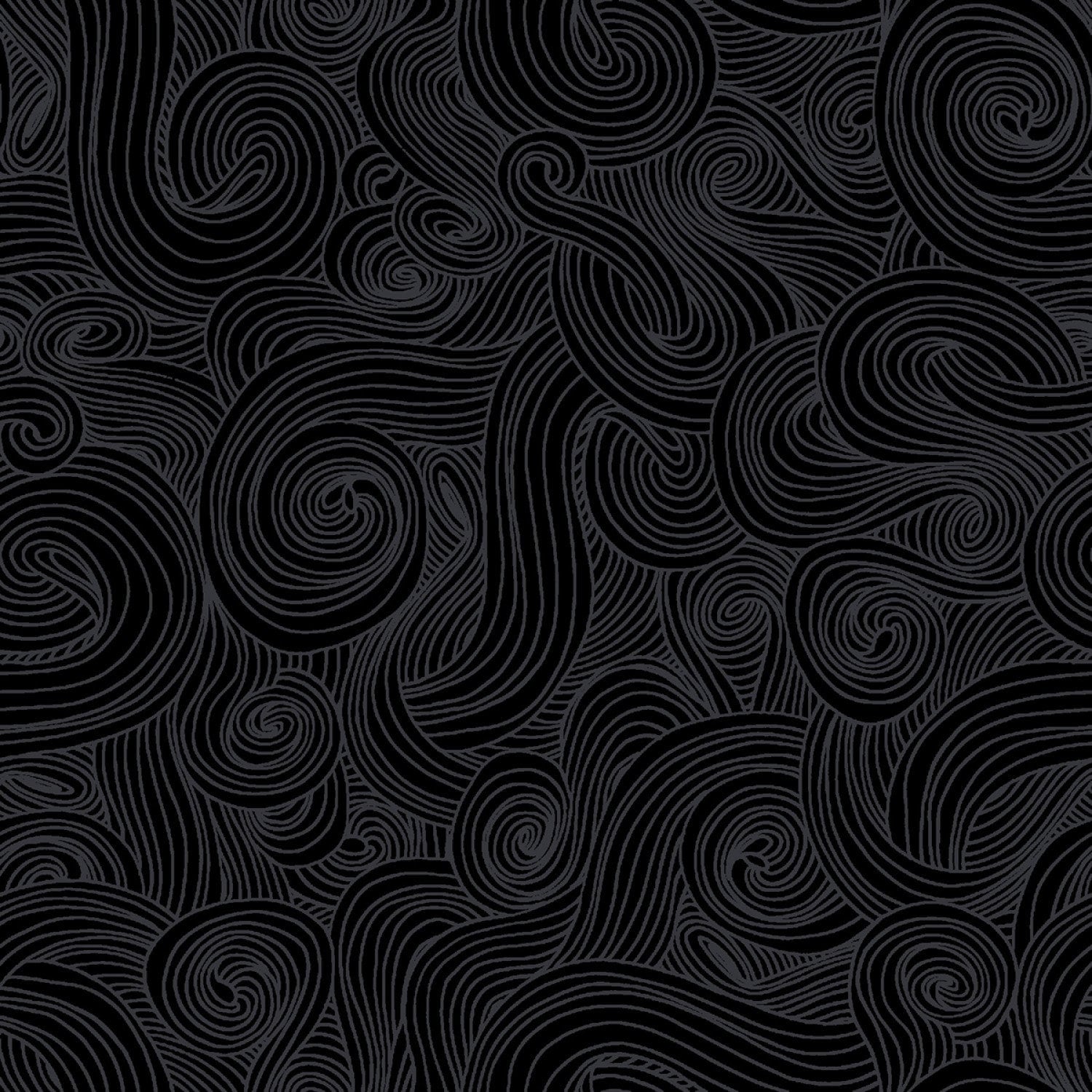 GRAY Swirls on Black Background 1351 IRON by the Half Yard - Etsy