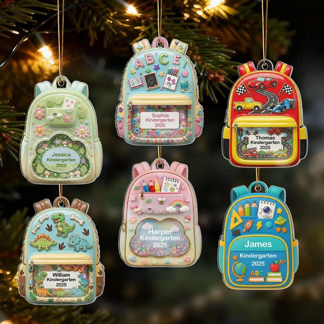3D Effect Kid School Backpack - Personalized Acrylic Ornament - School ...