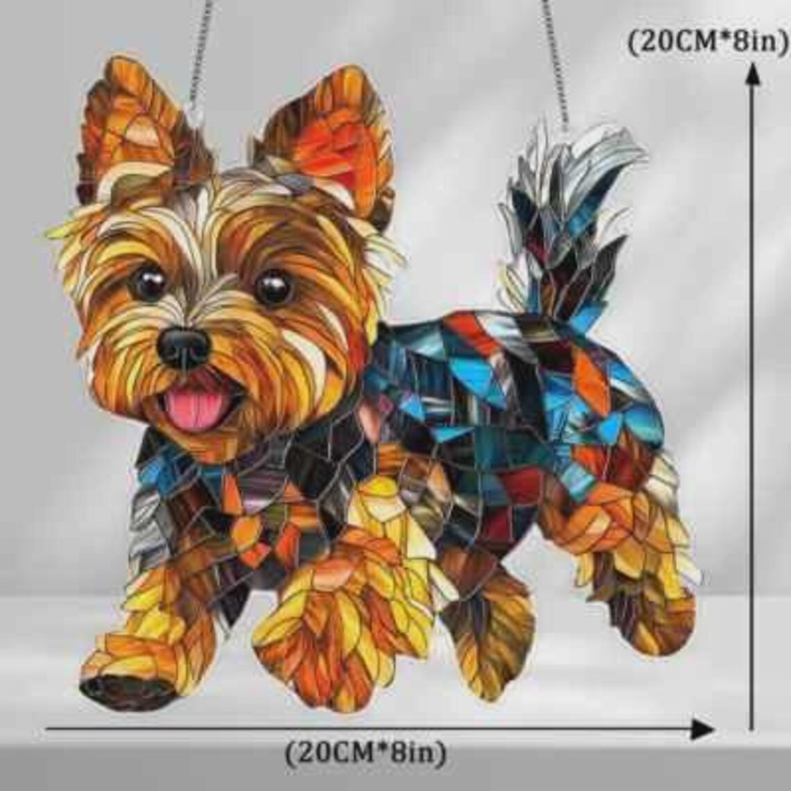 Yorkshire Terrier Design Suncatcher Stained Glass Effect Home Decor ...