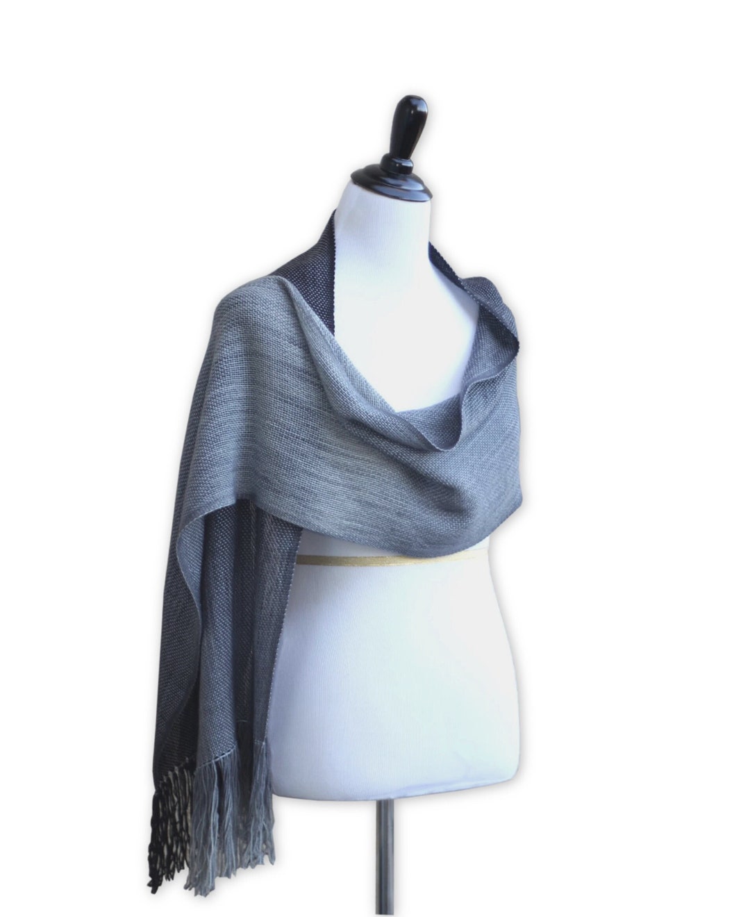 Ombre Merino Wool Scarf: Black Grey Woven Pashmina Stole - Etsy