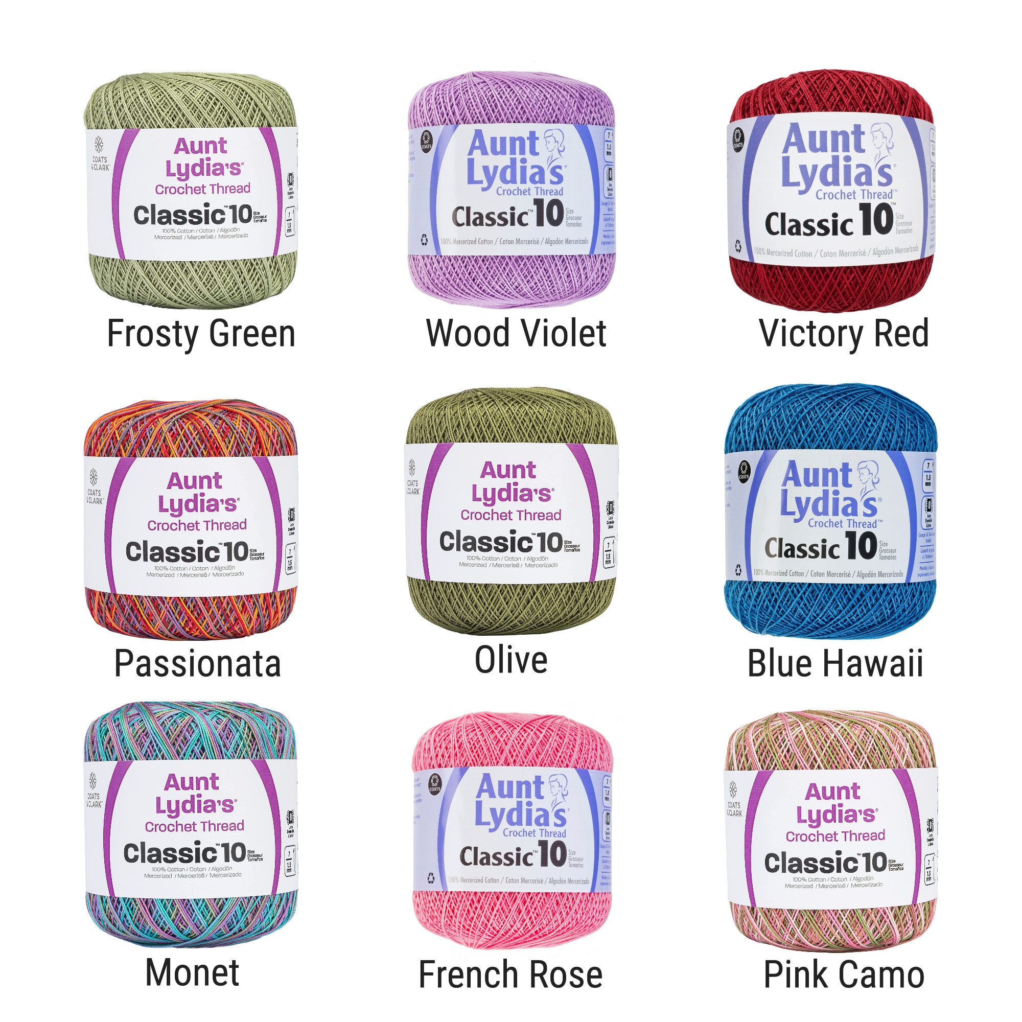 Aunt Lydia's Crochet Thread Crochet Yarn Classic Size 10 | Etsy UK