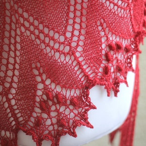 Knitted Shawl in Red Color, Wedding Shawl, Bridesmaids Shawl, Wool ...