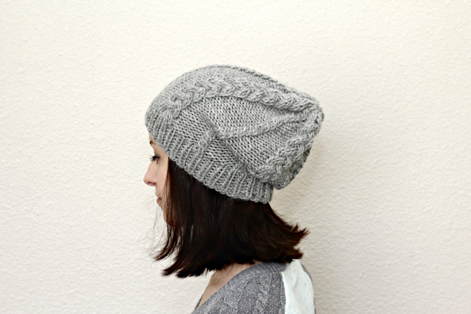 Knitting Pattern Knitting Tutorial Slouchy Hat Knit Hat - Etsy