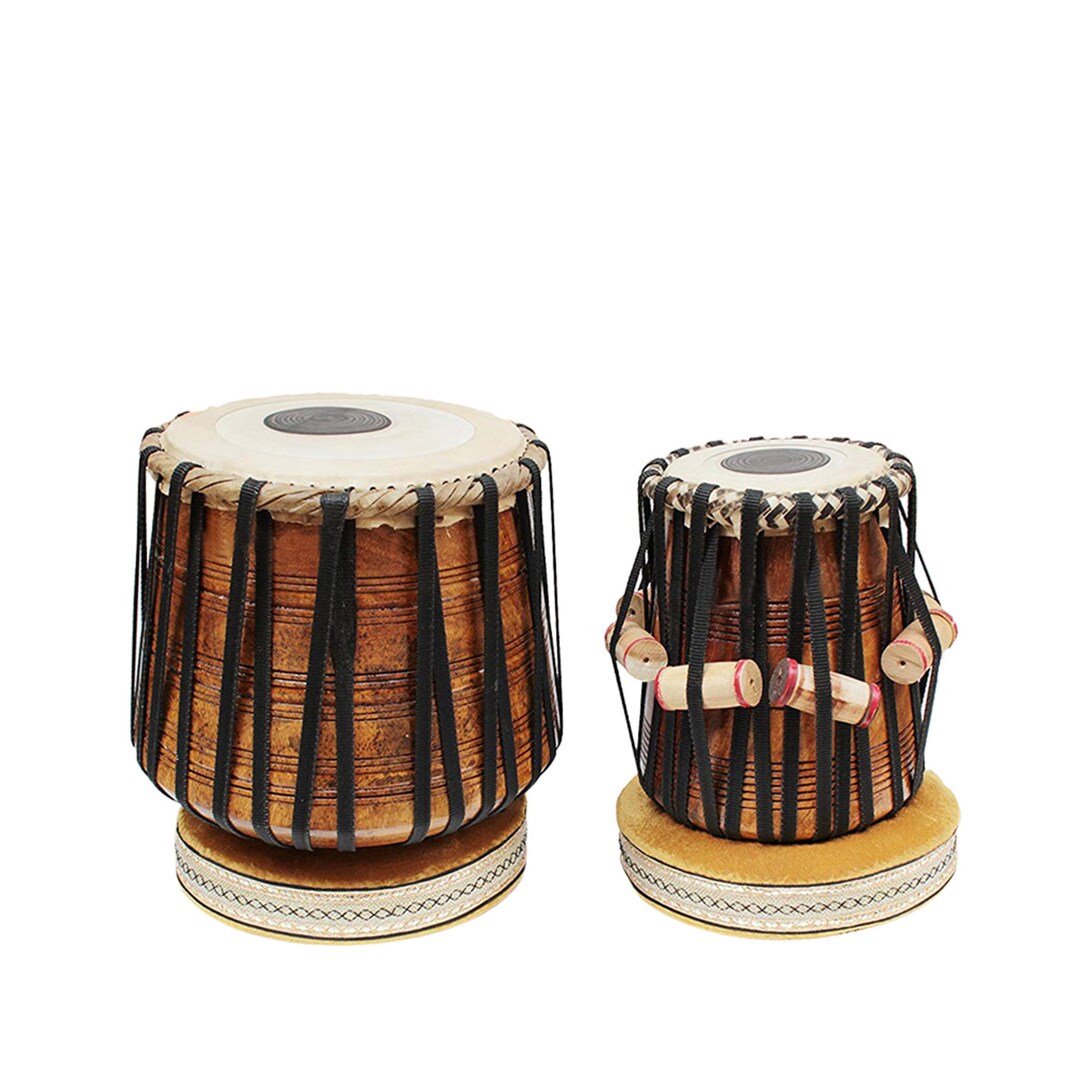 Handmade Teak Wood Tabla Drum Set, Indian Percussion With Cushion ...