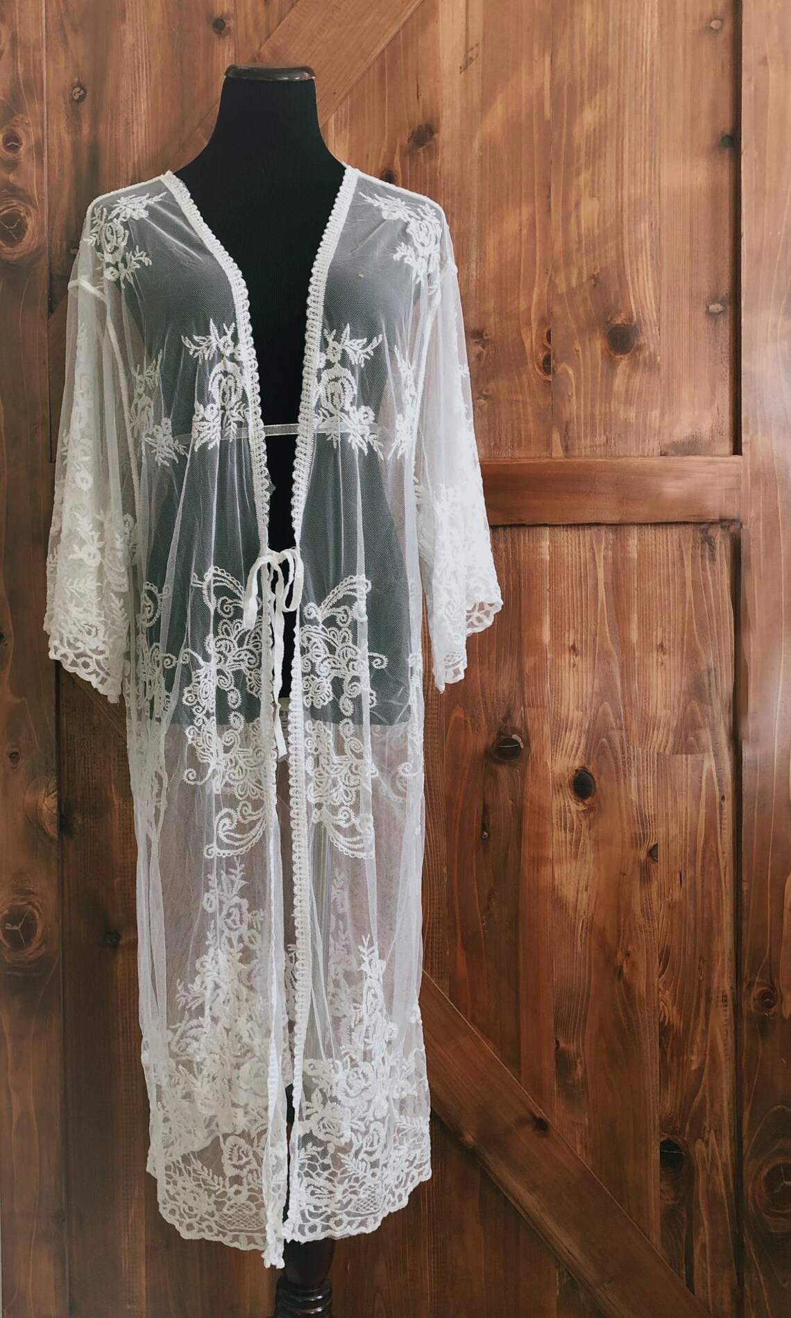 Don’t Look Back Embroidered Lace Coverup, Bohemian Sheer Kimono, Boho ...