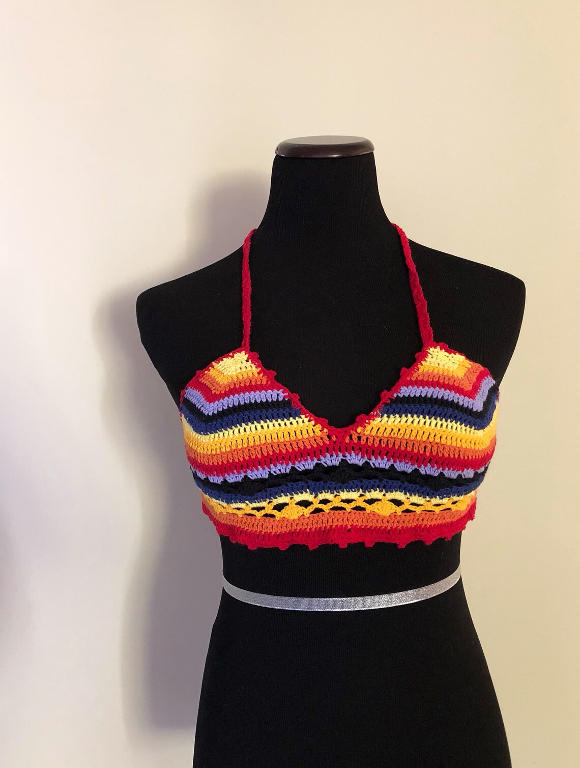 Summer Tides Boho Style Rainbow Color Halter Top Bohemain | Etsy