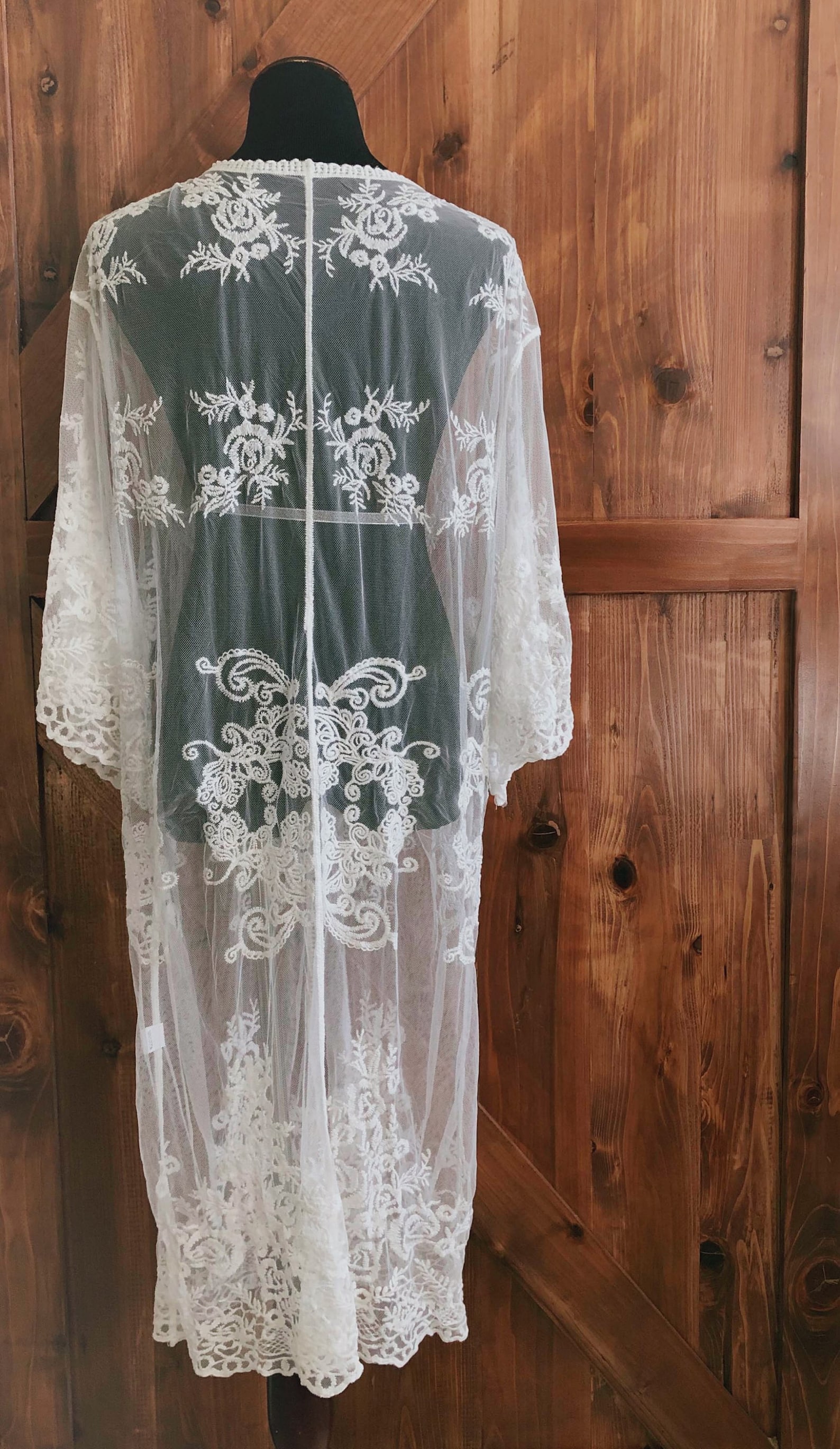 Don’t Look Back Embroidered Lace Coverup, Bohemian Sheer Kimono, Boho ...