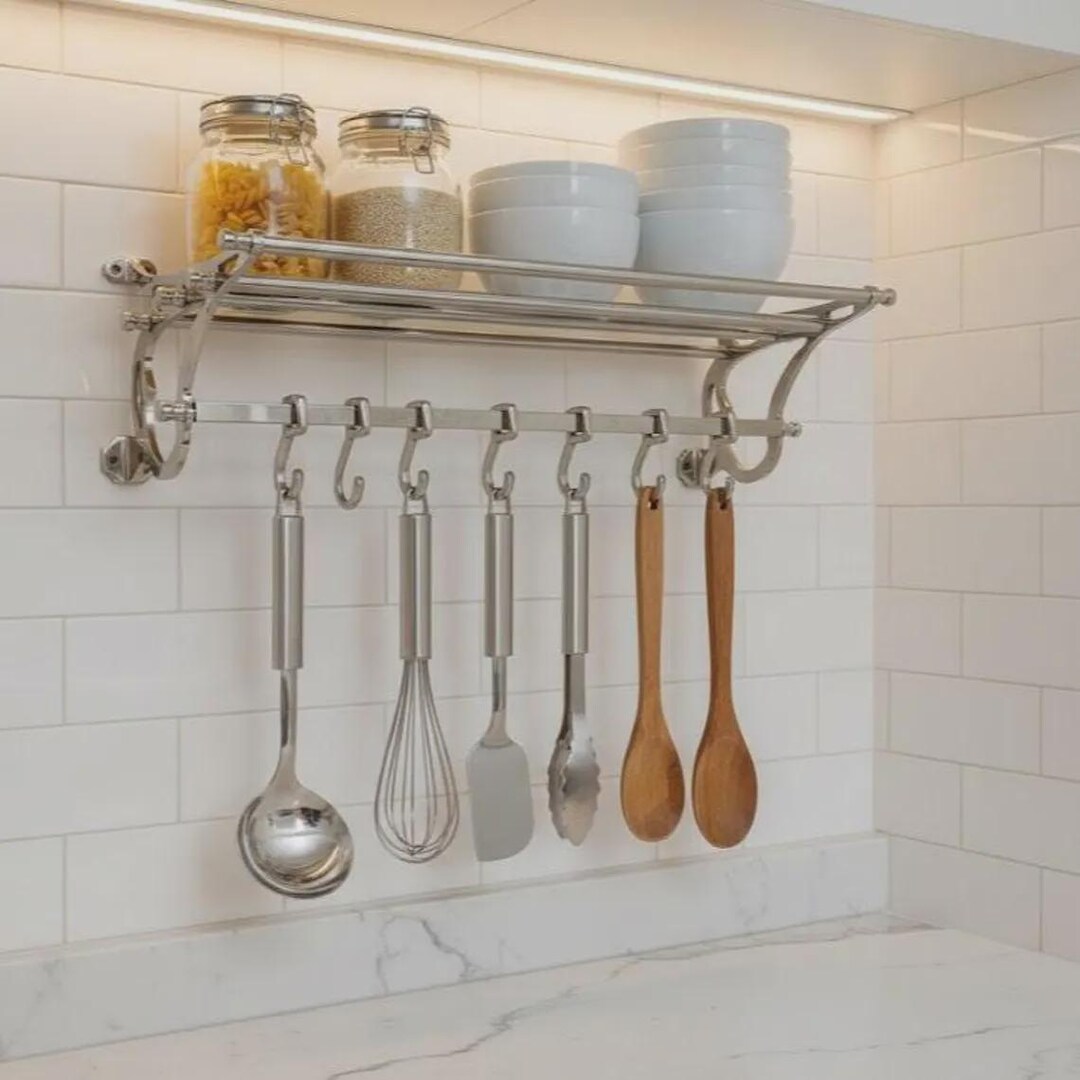Utensil Rail Wall Mounted 24” | Kitchen Hanging Rail Black Antique ...