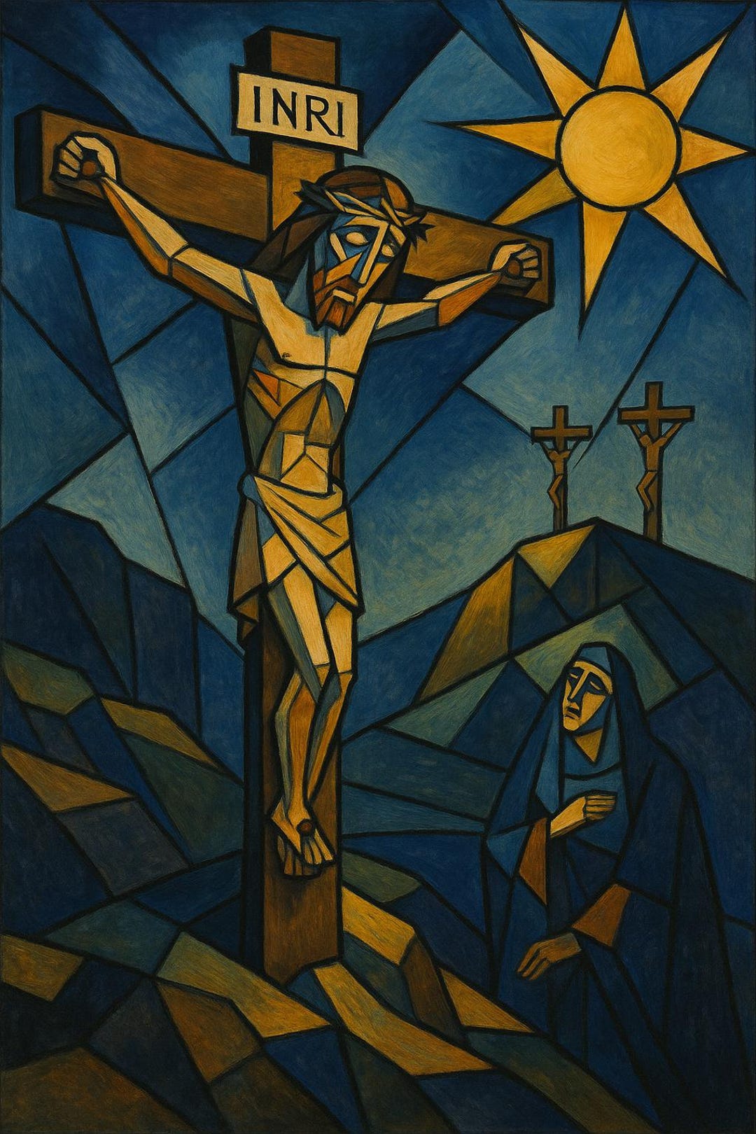 Jesus Christ on Mount Calvary – Picasso-style Cubist Christian Art ...
