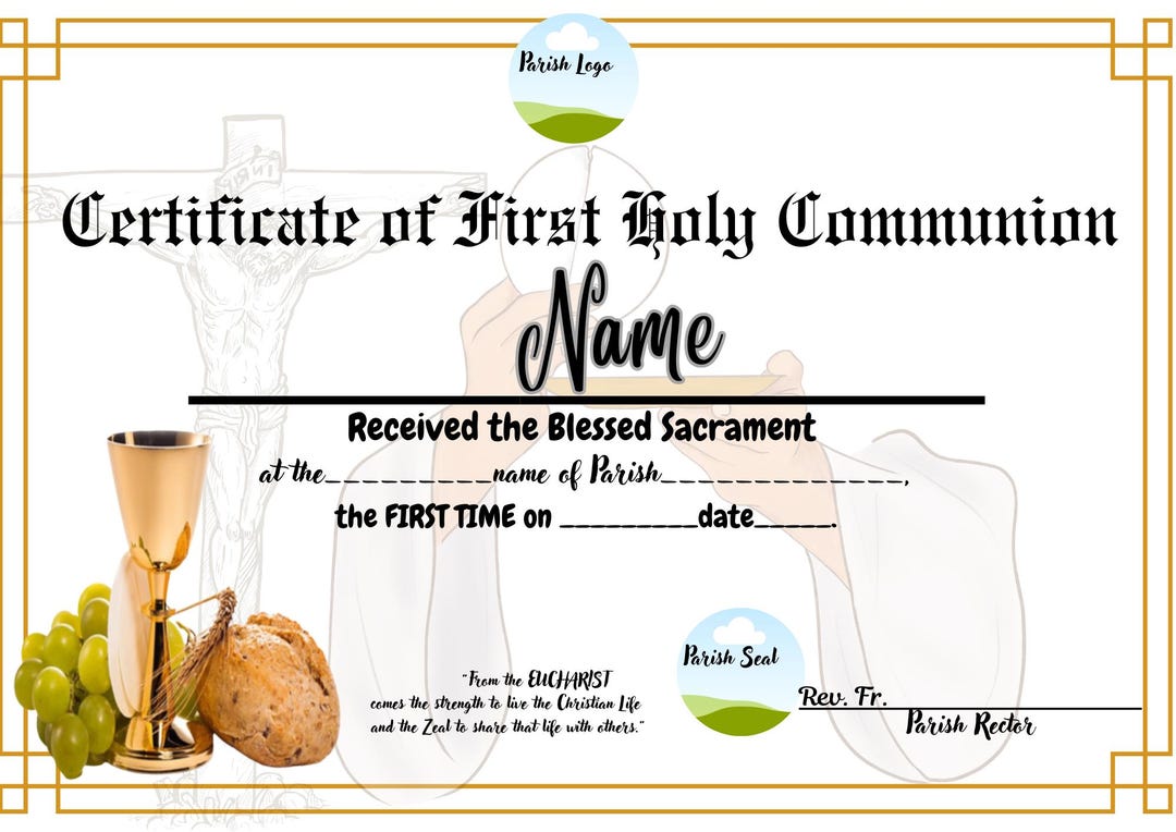 First Holy Communion Certificates - Editable - Etsy