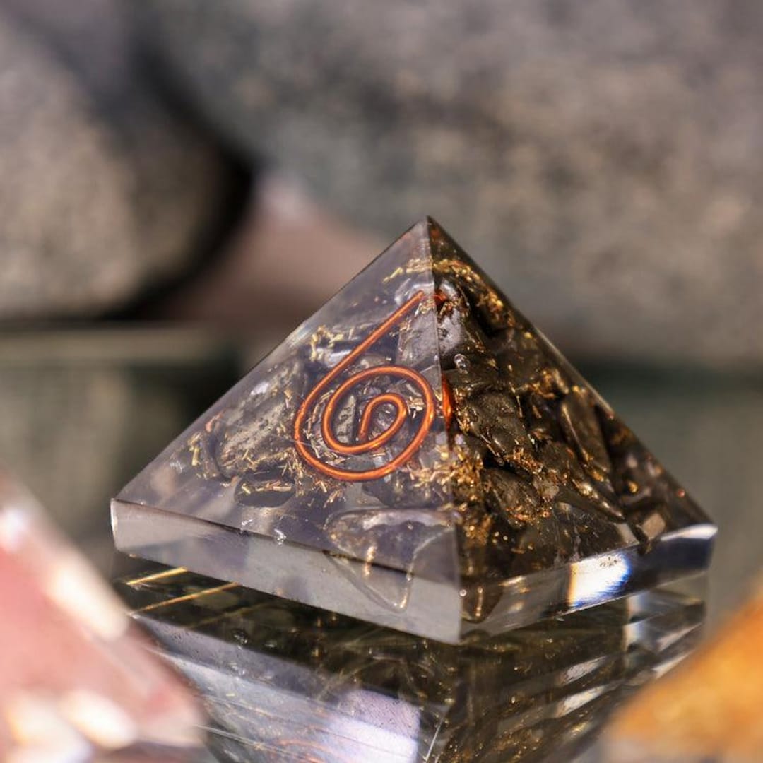 Crystal Pyrite Pyramid | Handmade Orgonite Pyrite Energy Pyramid With ...