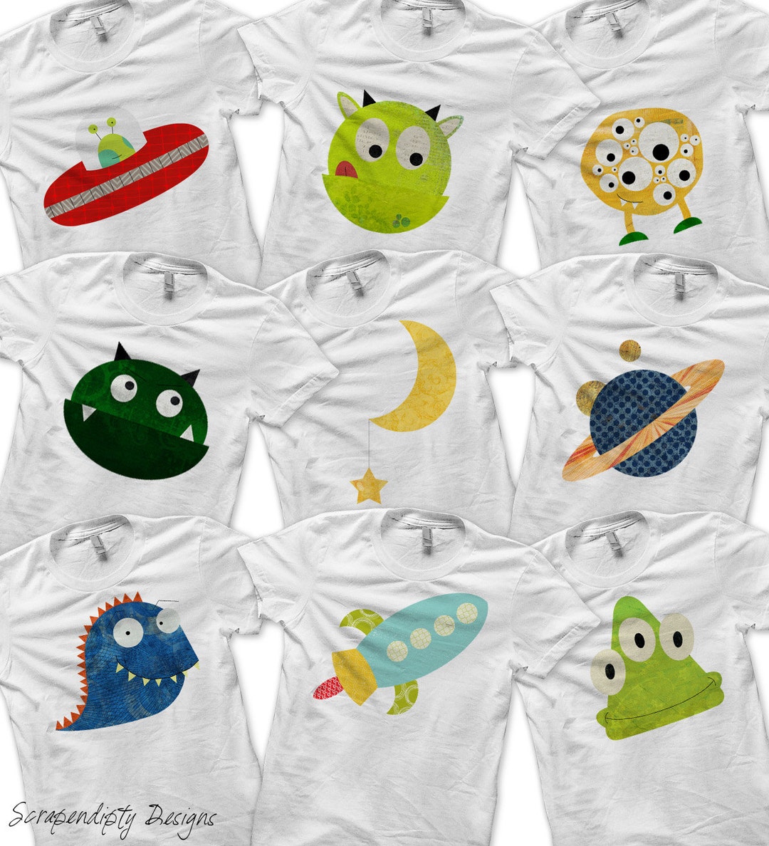 Digital File, Space Bundle Pack, Iron on Monster Shirt Digital, Boys ...