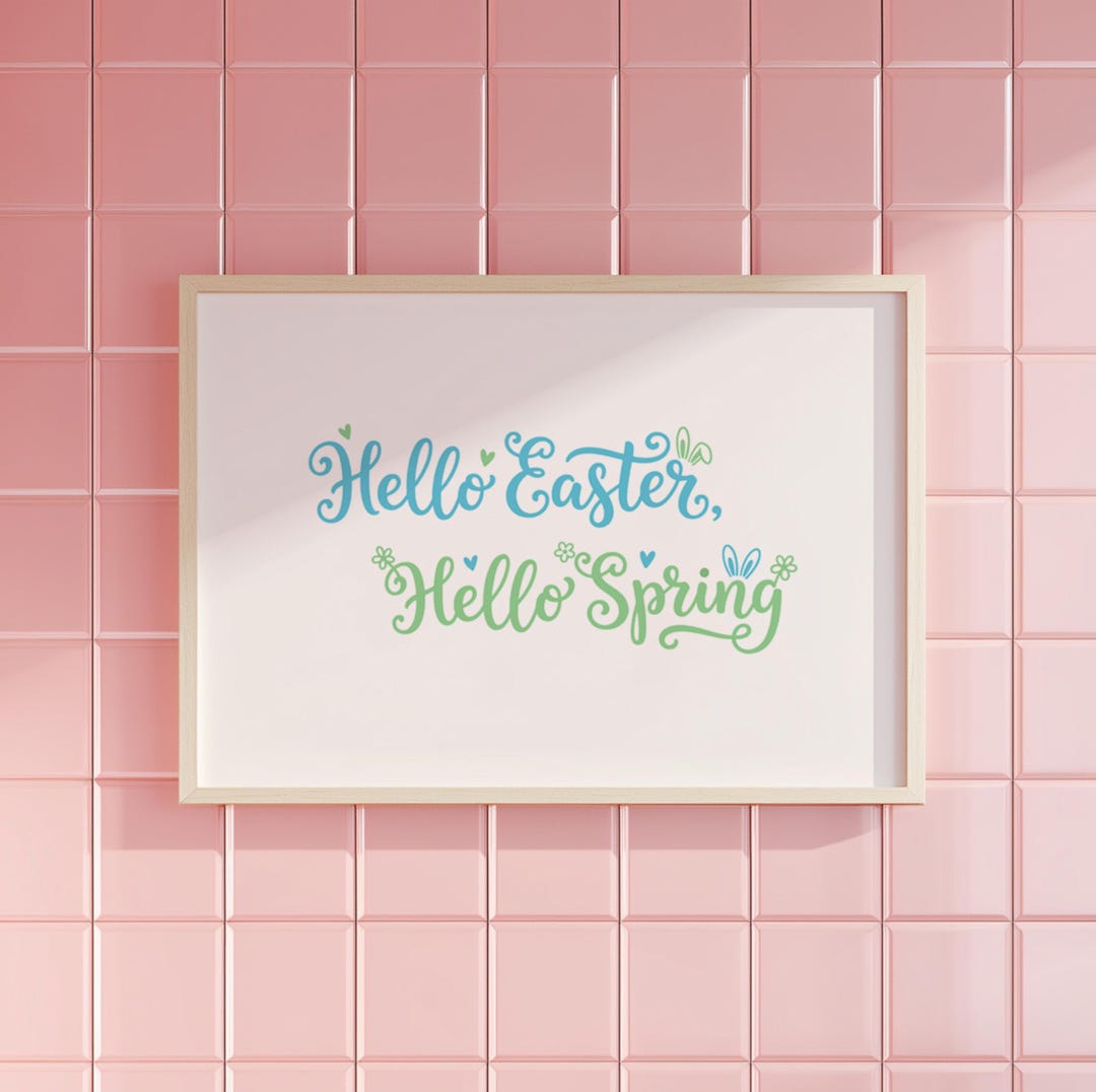 Easter Wall Art Printable "hello Easter, Hello Spring" | Cute Pastel ...