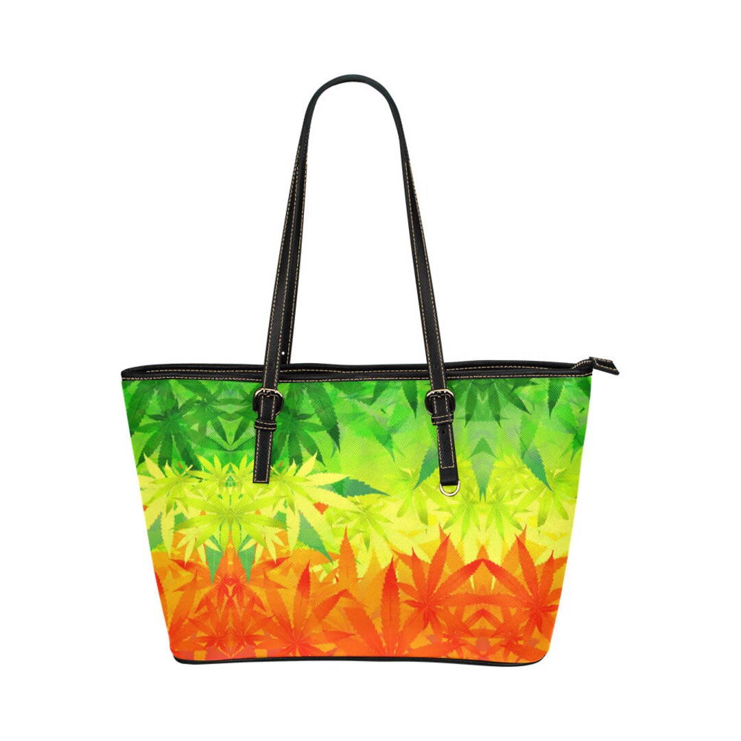 Leather Tote Bag, Cannabis Leaves, Shoulder Bag, Work Bag, Handbag ...