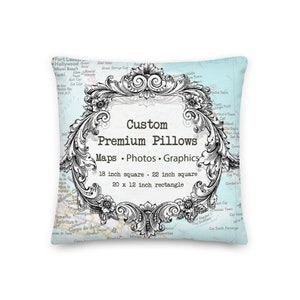 Nags Head North Carolina Map Pillow / OBX Outer Banks Throw Pillow / NC ...