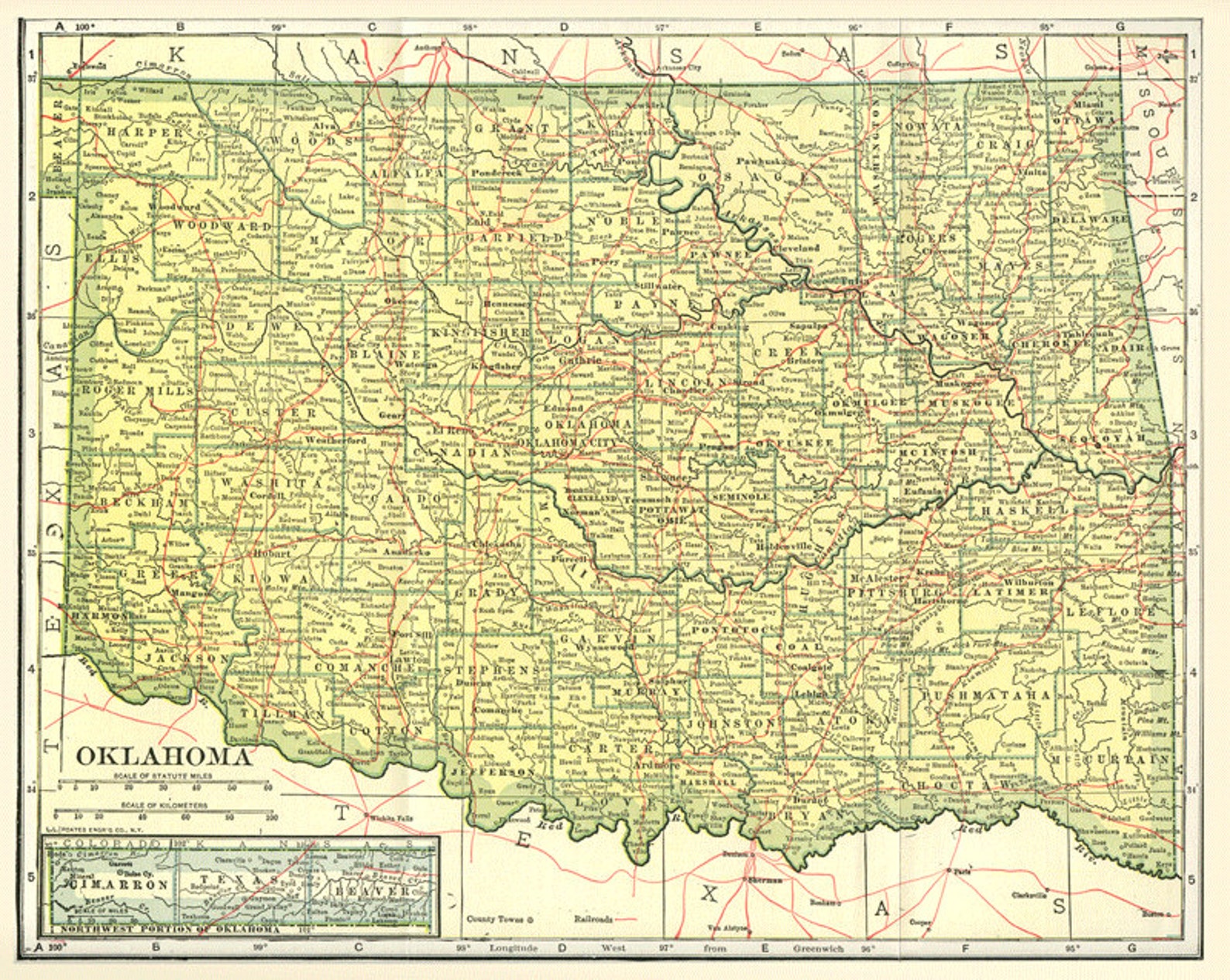 Oklahoma Cufflinks / Geary OK / Map Cuff Links / Antique Map - Etsy